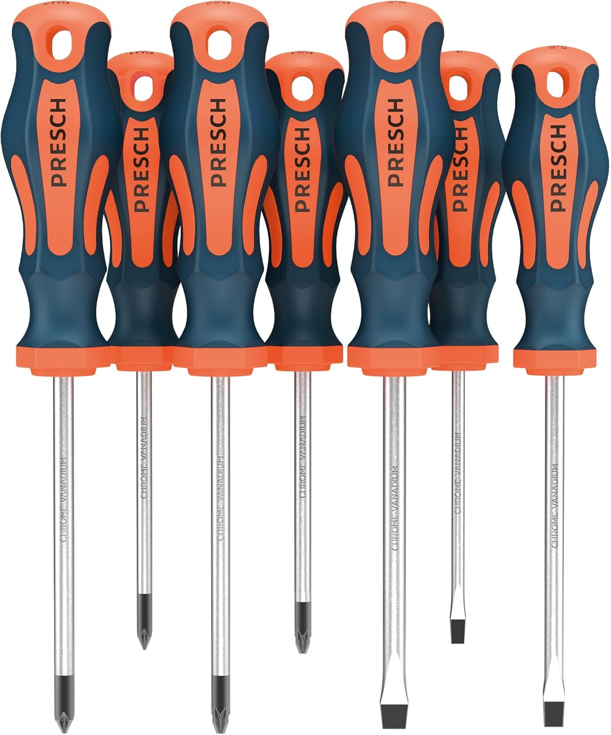 Presch 7-piece screwdriver set, magnetic screwdriver set, flat head and ...