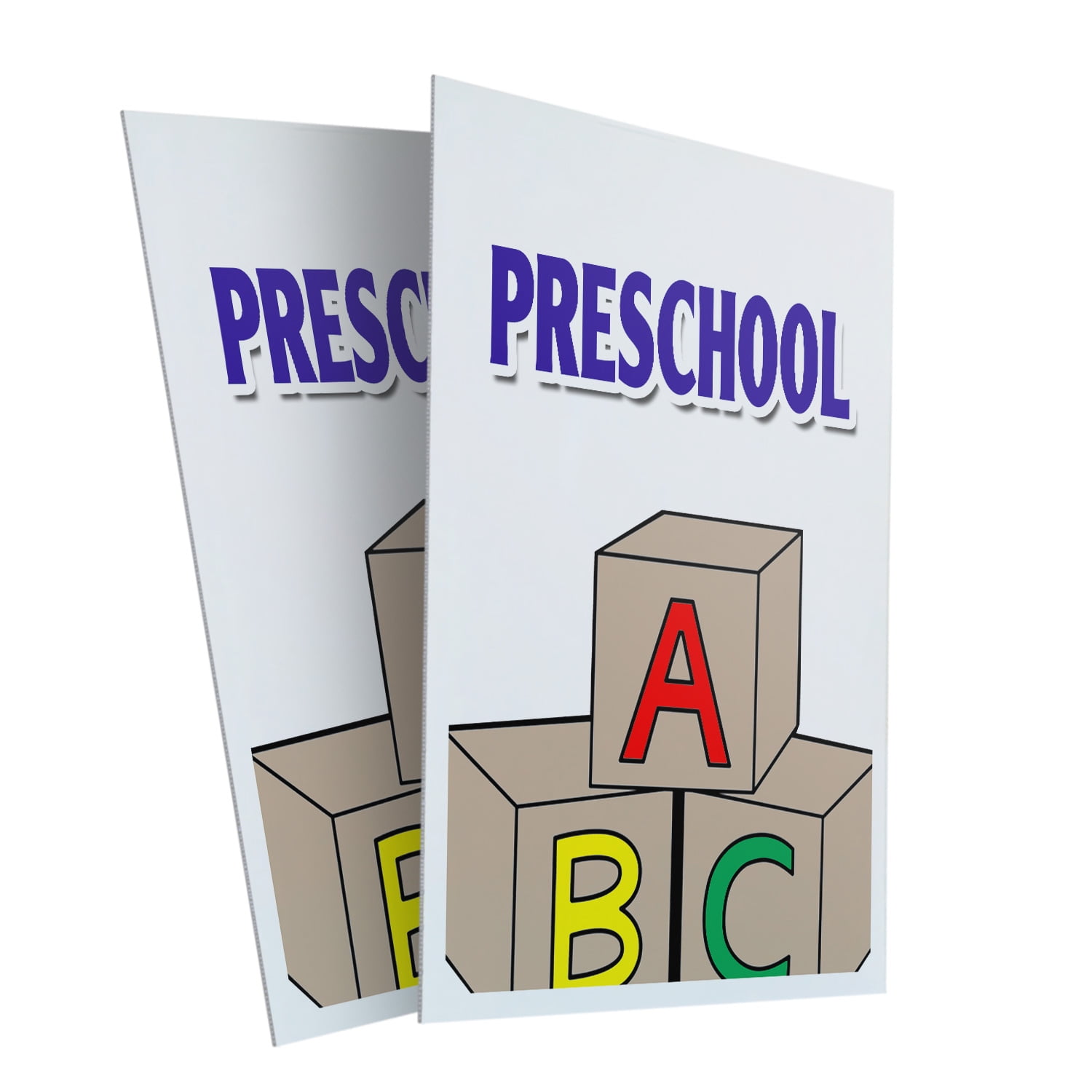Preschool (2-PACK) 24" x 36" Plastic Signs | Sign Insert 4mm Corrugated ...