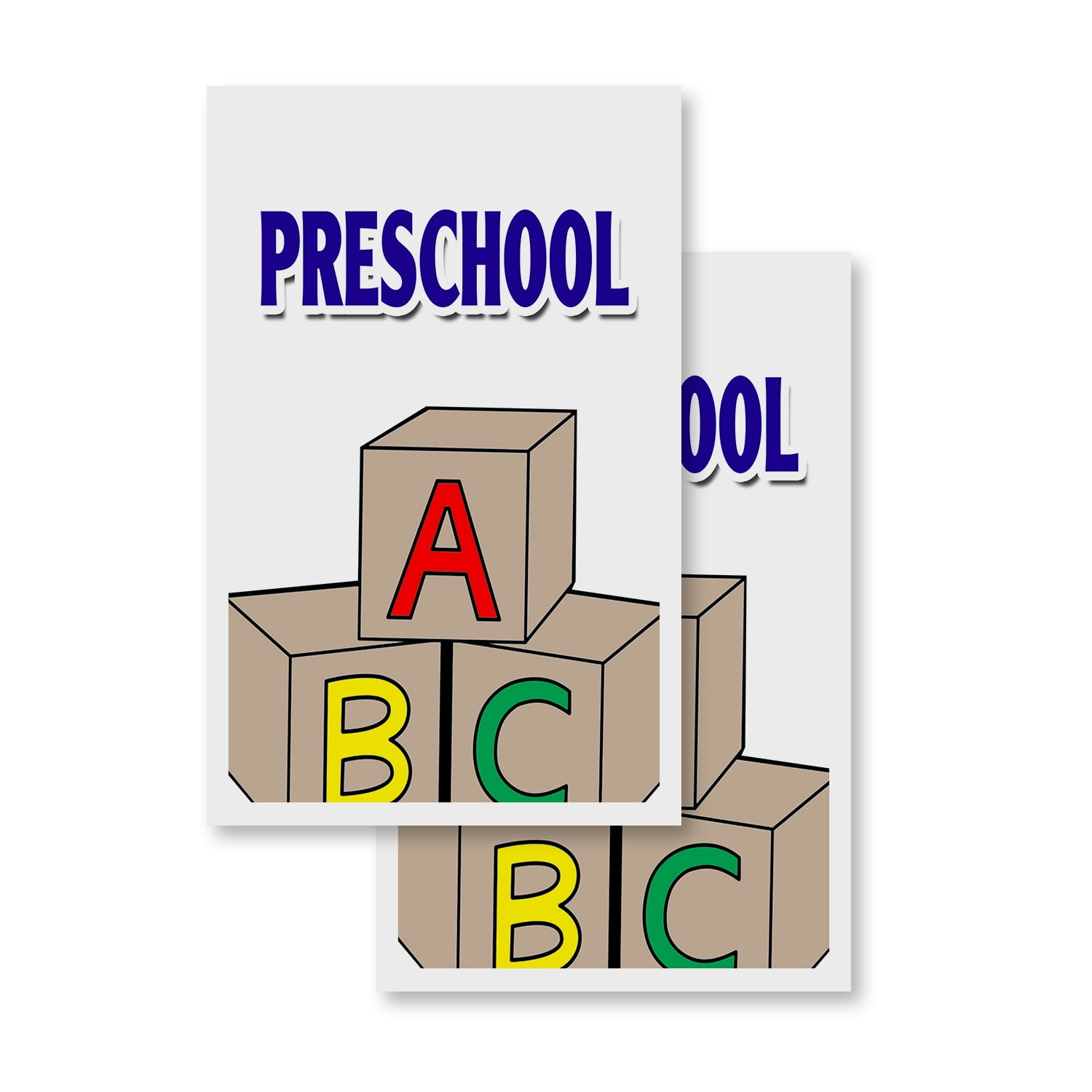 Preschool (2-PACK) 24" x 36" Vinyl Decals | Sign Insert Peel & Stick ...