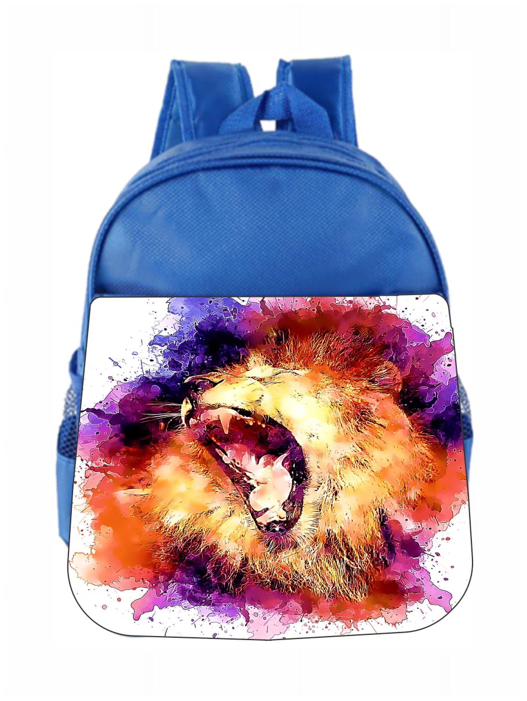 Preschool Backpack Animals Watercolor Lion Kids Backpack Toddler ...