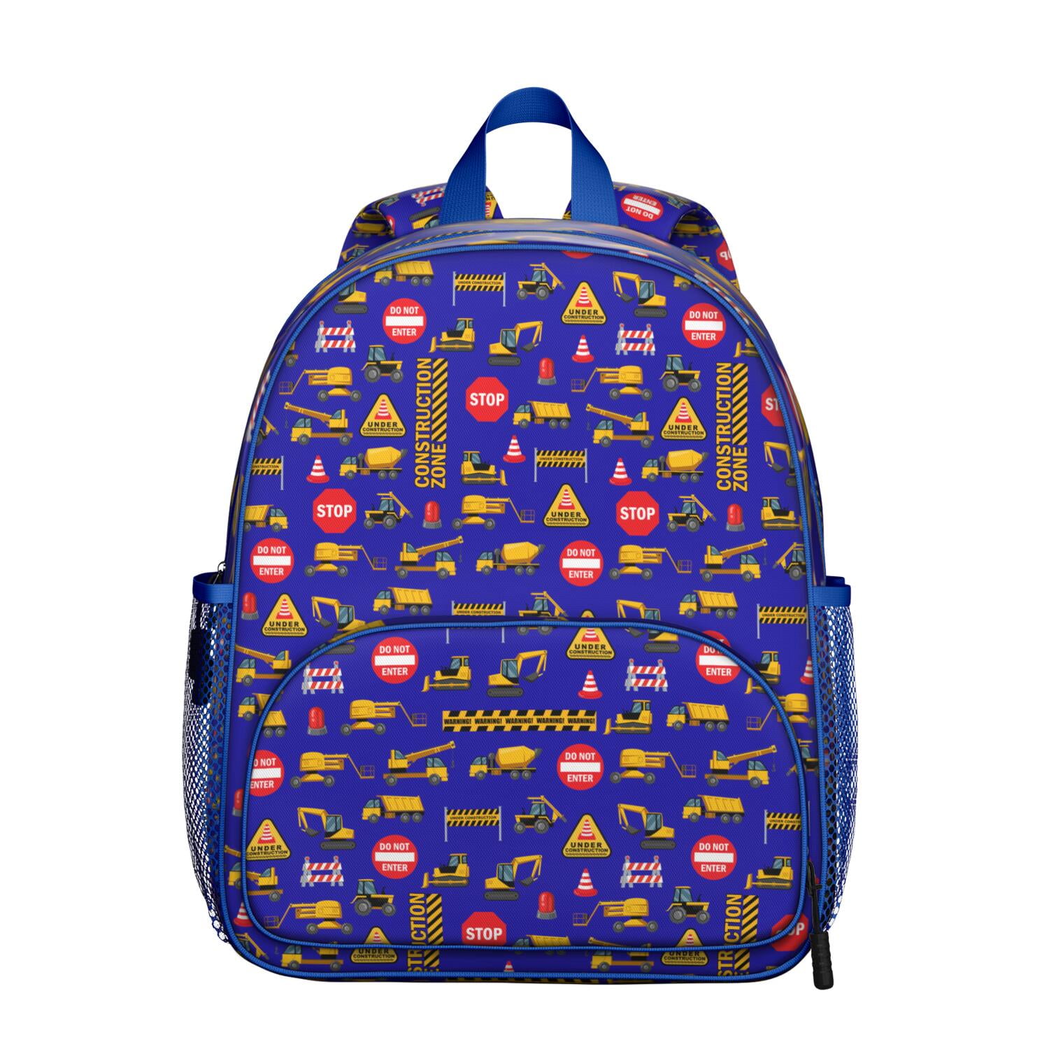 Cartoon Car Backpack with Construction Vehicles, Fun Fire Truck and Excavator School Bag, Small ...