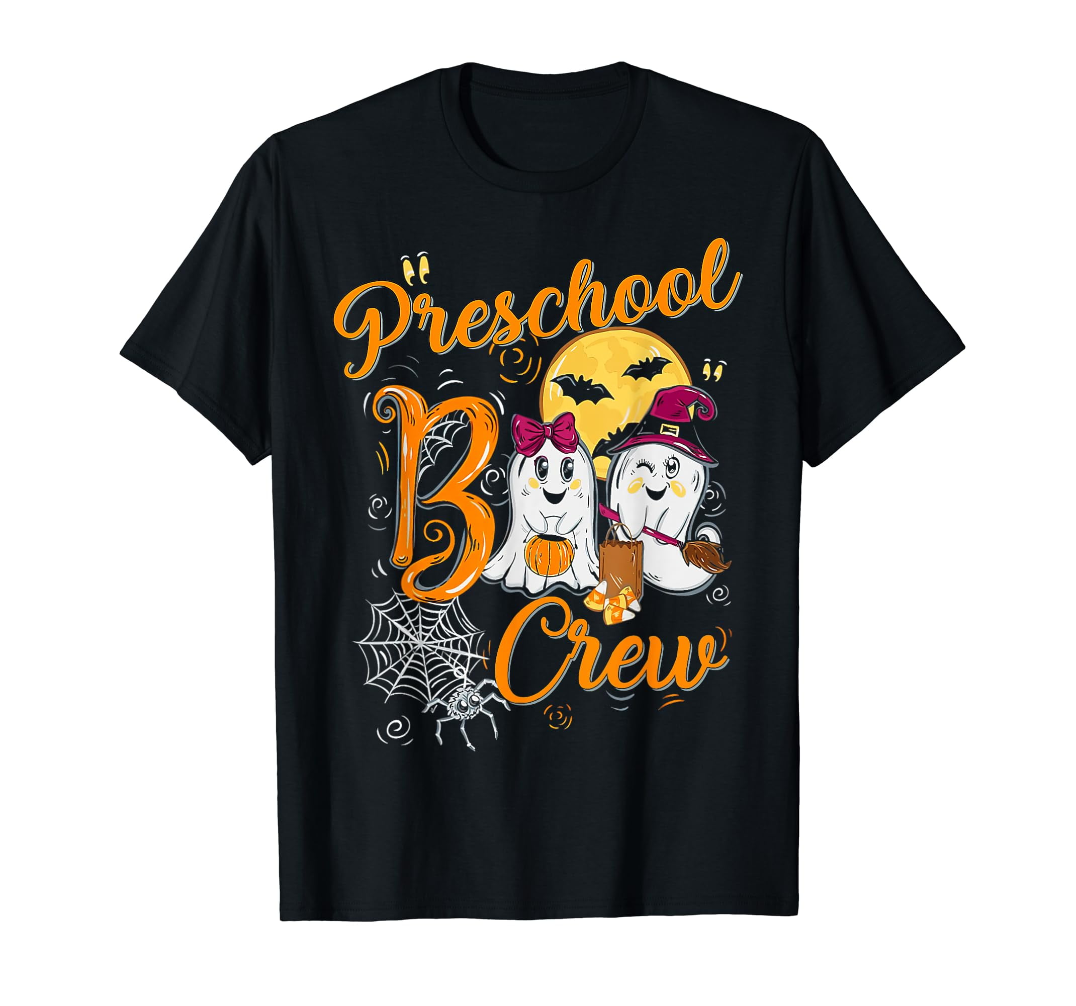 Preschool Boo Crew Cute Ghost Funny Halloween Teacher Kids T-Shirt ...
