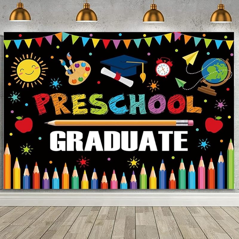 Preschool Graduate Backdrop Black Kindergarten Graduate Background ...