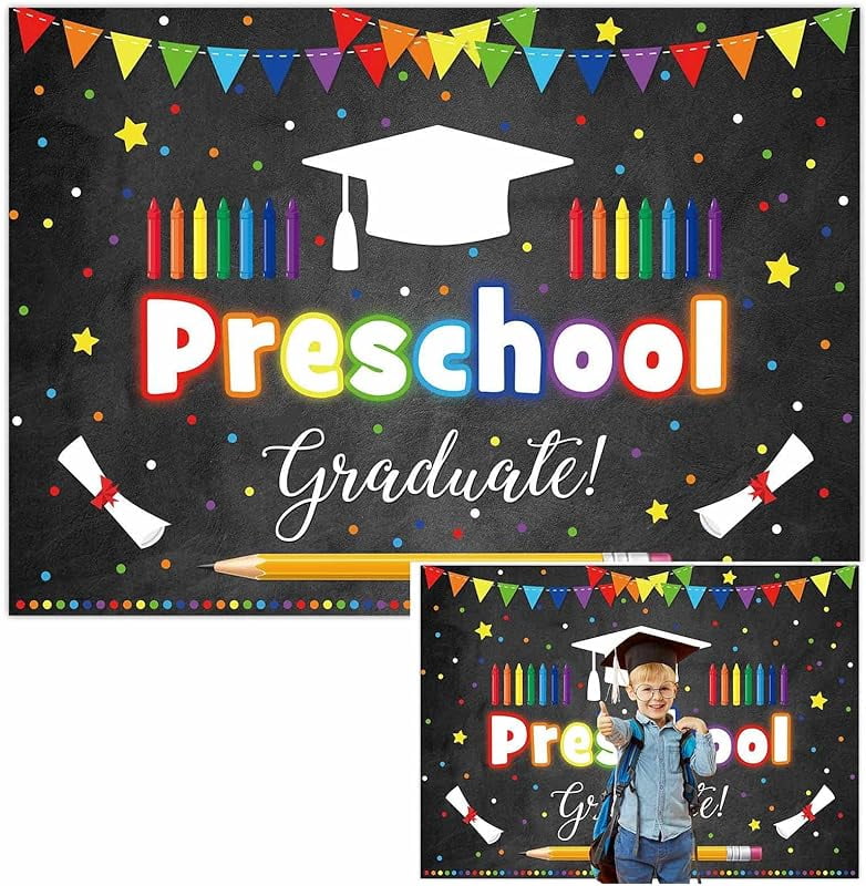 Preschool Graduate Backdrop Kindergarten Pre K Congrats Grad Graduation ...