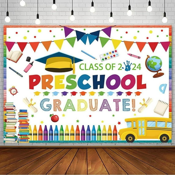 Preschool Graduate Backdrop Kindergarten Pre K Congrats Grad Graduation ...