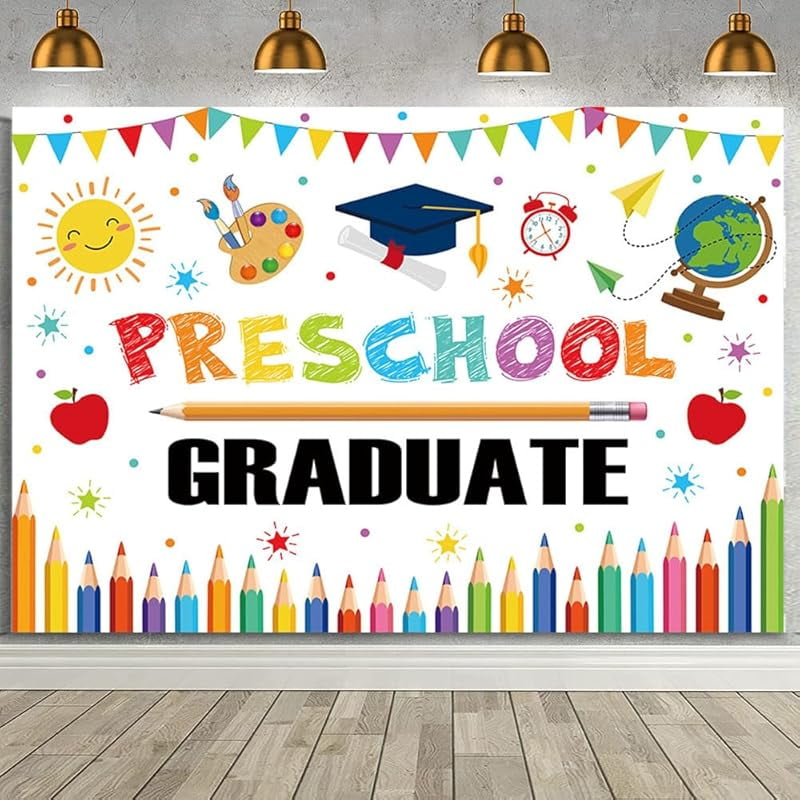 Preschool Graduate Backdrop White Kindergarten Graduate Background ...