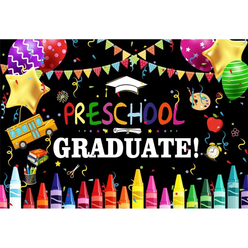 Preschool Graduate Party Backdrop for Photography Kids Kindergarten ...