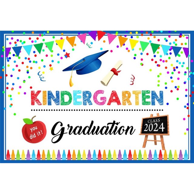Preschool Graduate Party Backdrop for Photography Kids Kindergarten ...