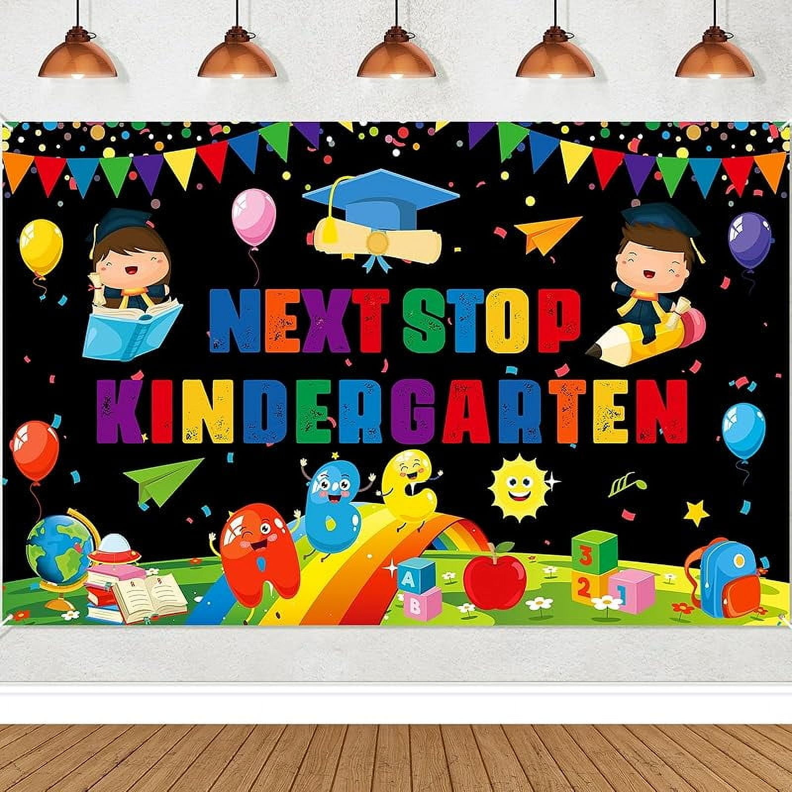 Preschool Graduation Decorations Banner Next Stop Kindergarten Banner ...