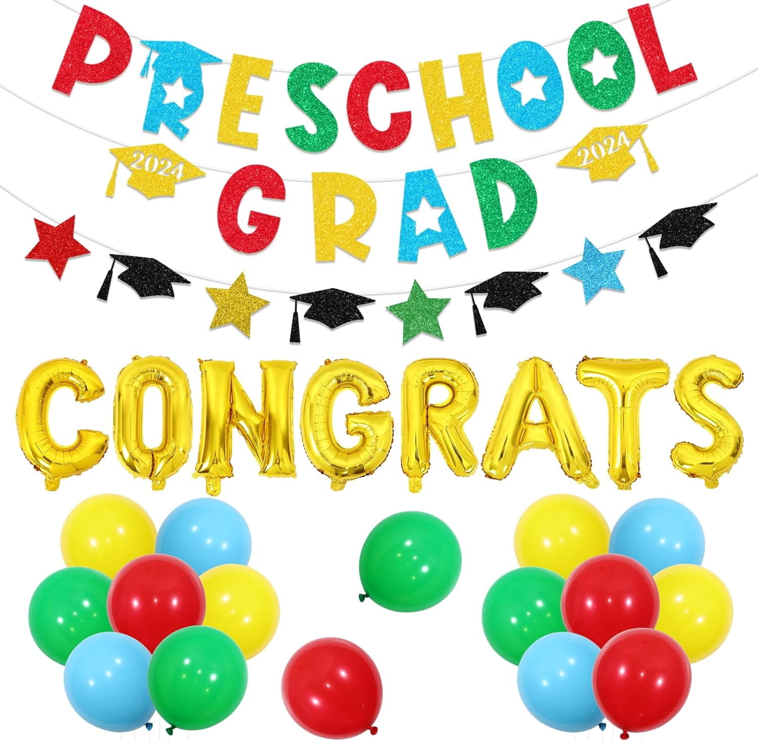 Preschool Graduation Decorations, Colorful Preschool Grad Banner ...