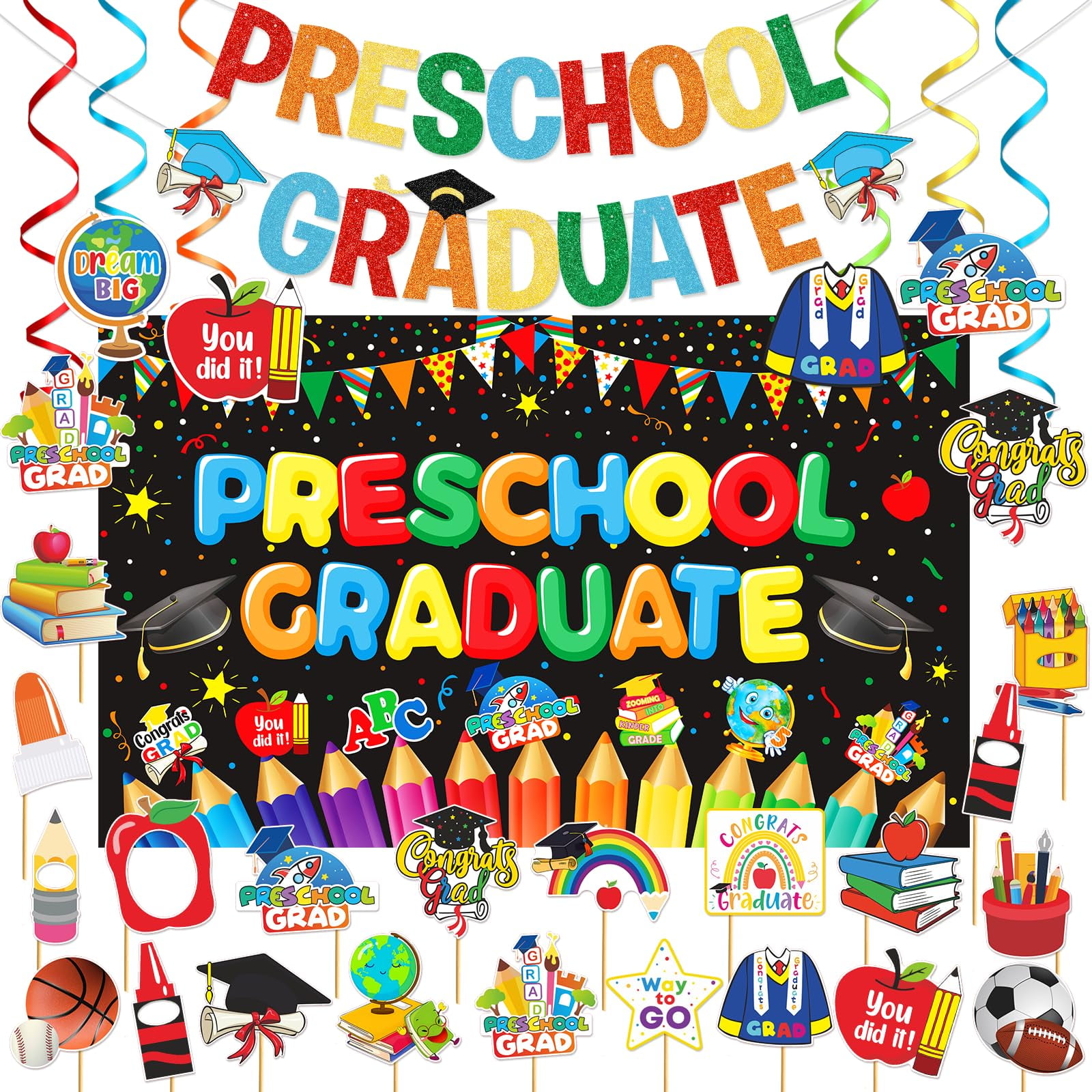 Preschool Graduation Decorations Preschool SSF20 Graduation Banner ...