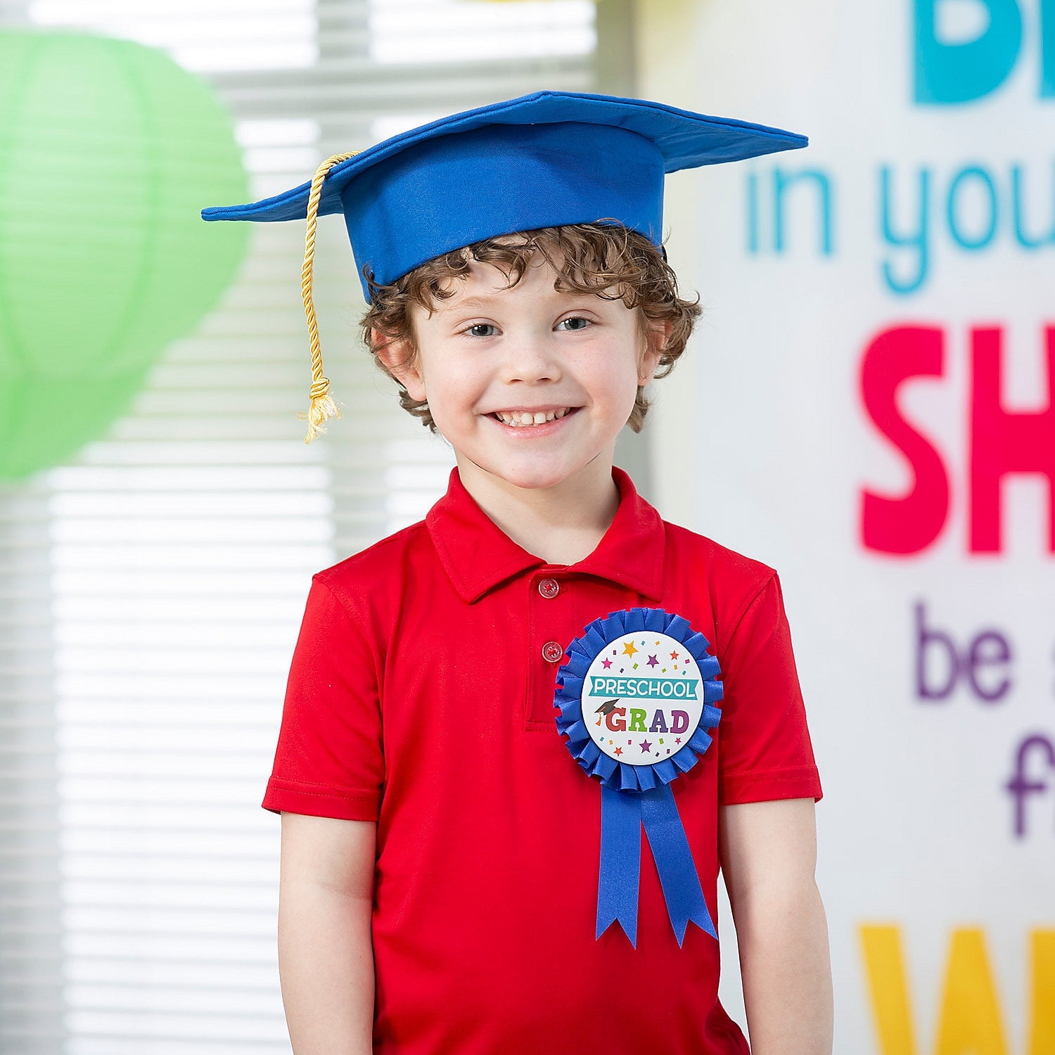 Preschool Graduation Mortarboard Hat & Jumbo Button Set for 12 ...