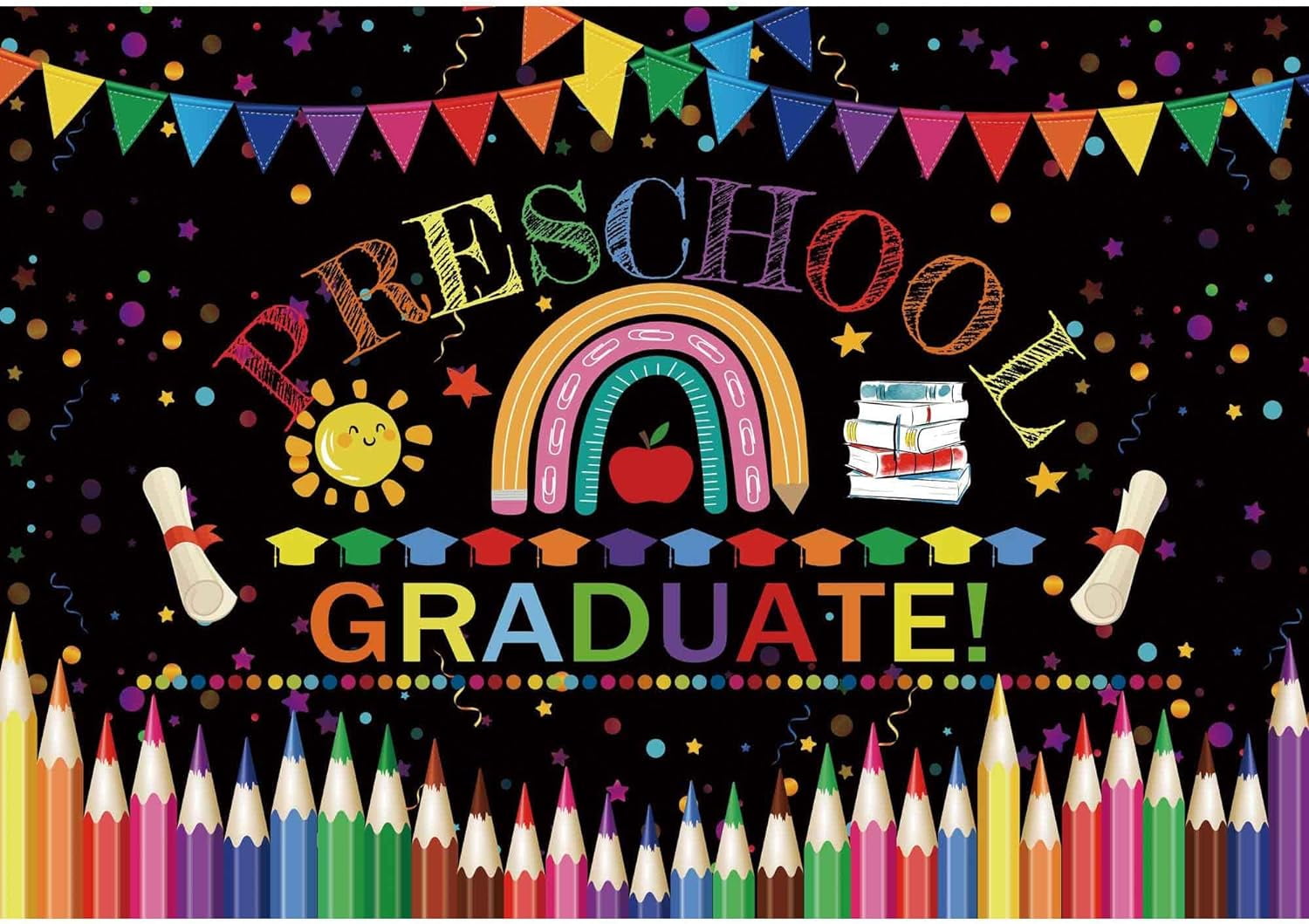 Preschool Graduation Photography Backdrop Kindergarten Pre K Congrats ...