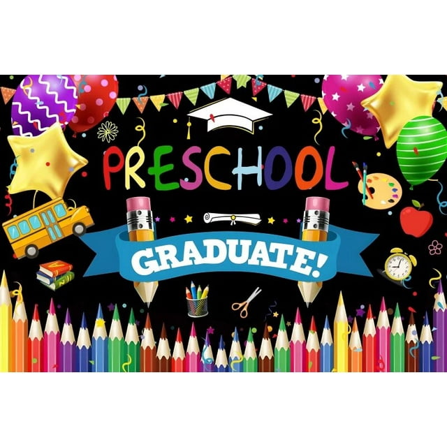 Preschool Graduation Photography Backdrop Kindergarten Pre K Congrats ...
