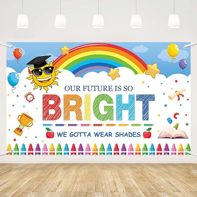 Preschool Kindergarten Graduate Backdrop Bright Future Graduation Decor ...