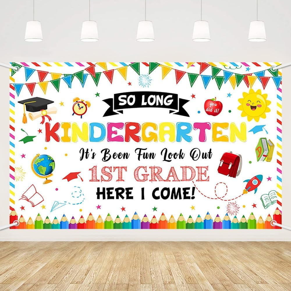 Preschool Kindergarten Graduate Backdrop Congrats Grad Party Decoration ...