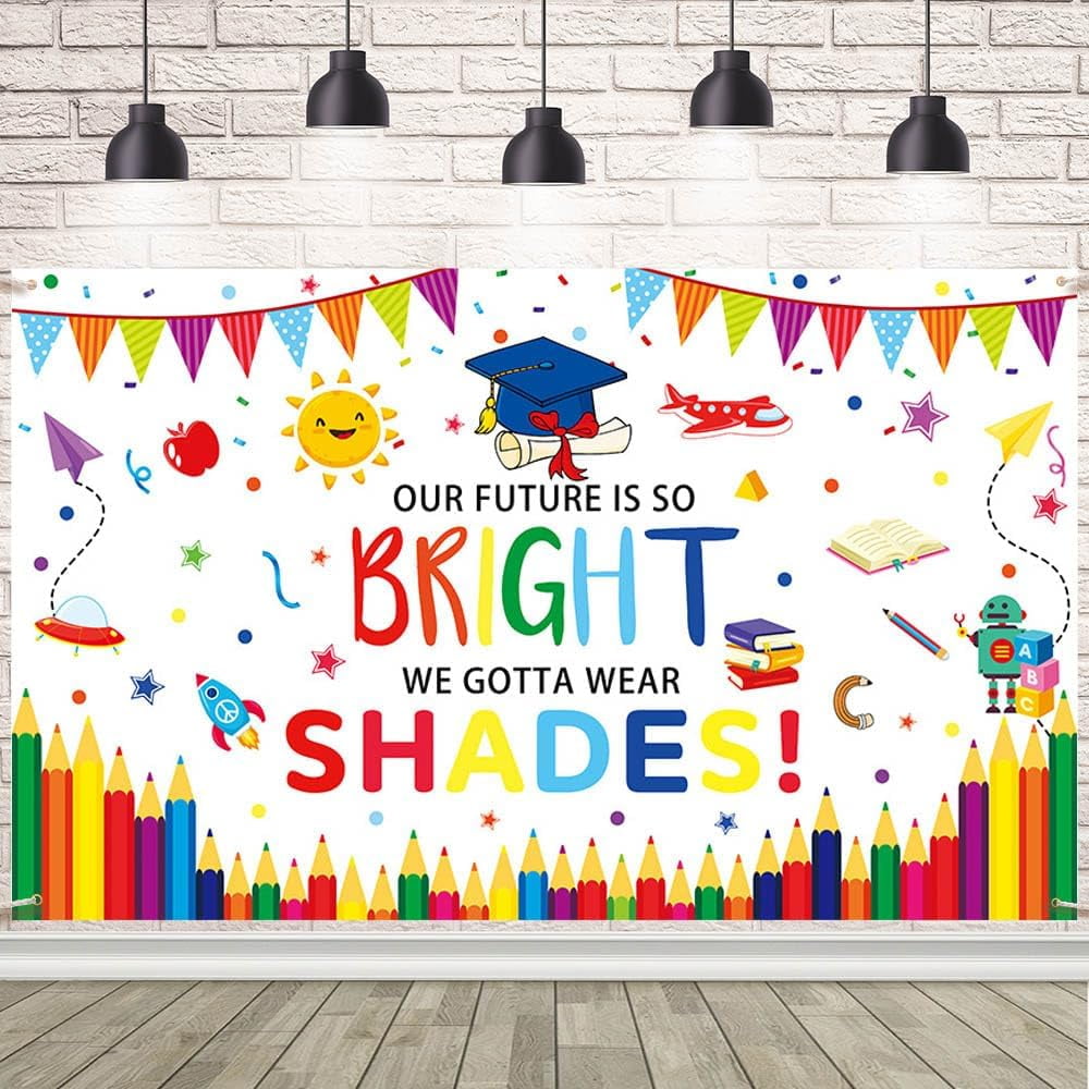 Preschool Kindergarten Graduate Backdrop Our Future is So Bright We ...