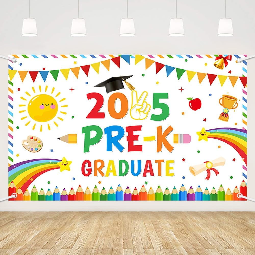 Preschool Kindergarten Graduate Beautiful Backdrop Congrats Grad Party ...
