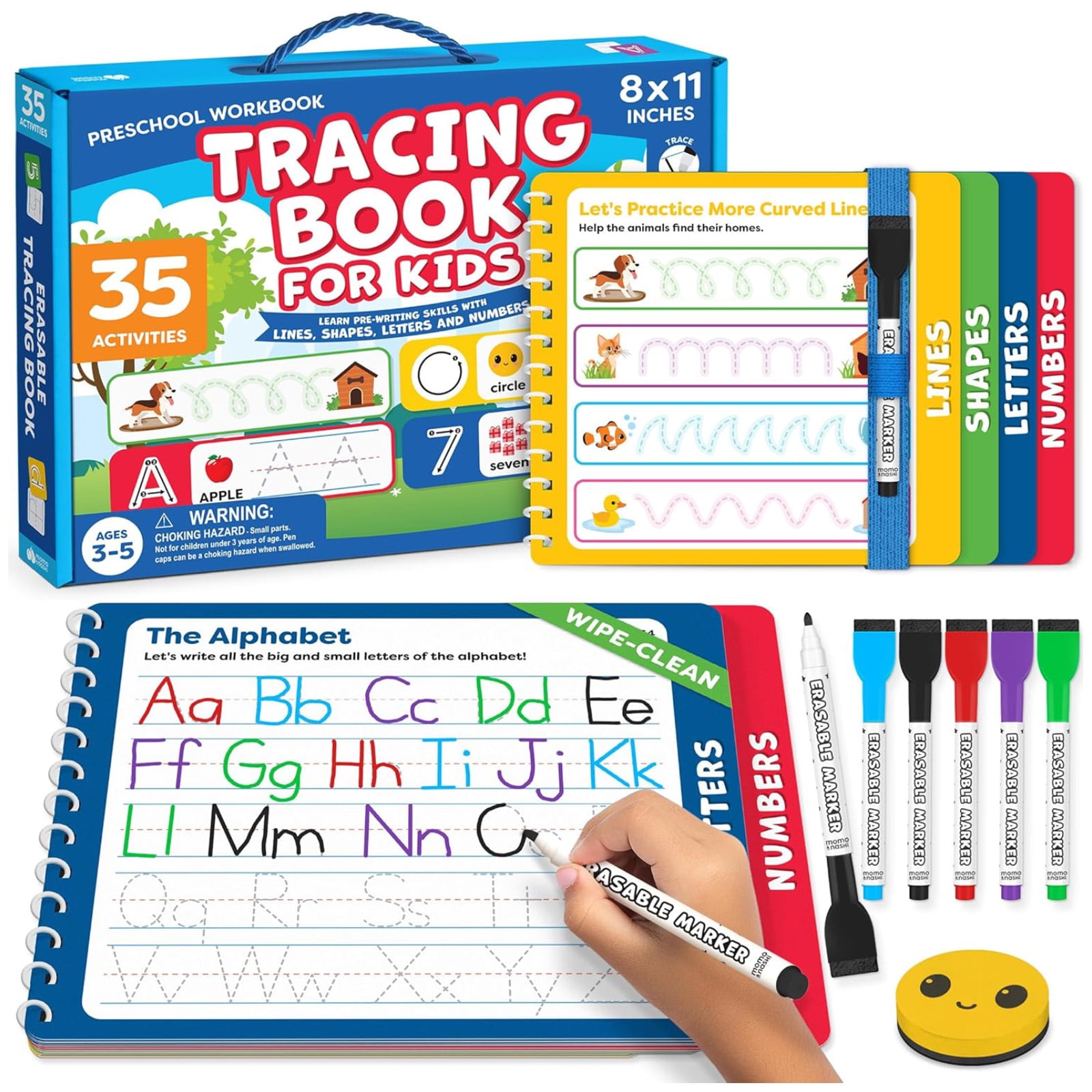 Preschool Learning Activities for 1 2 3 Tracing Books for Kids Ages 3-5 ...