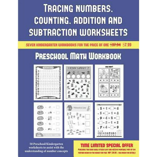 Pre-Owned Preschool Math Workbook (Tracing Numbers, Counting, Addition ...