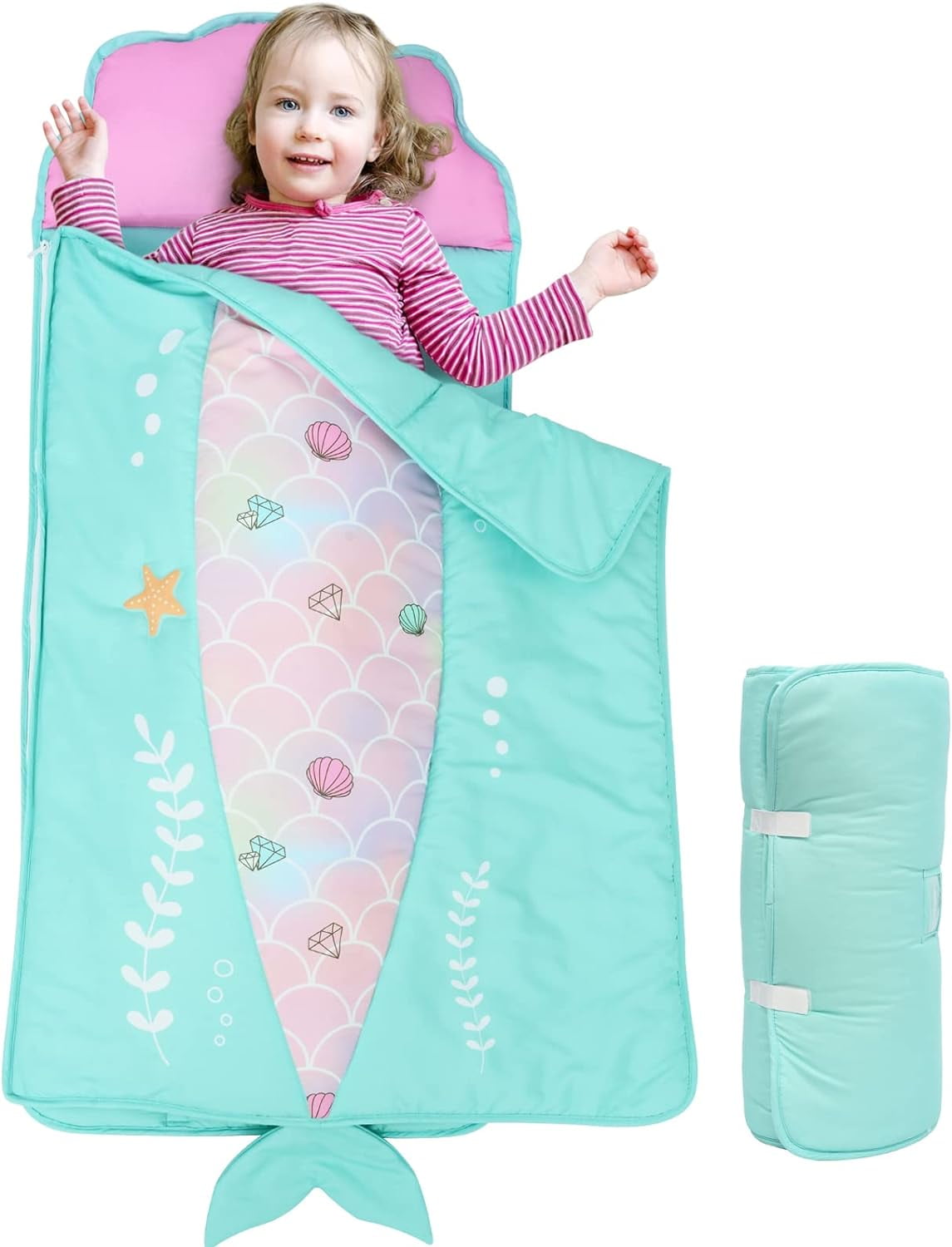 Preschool Nap Mat with Pillow and Blanket Toddler Sleeping Bag for ...