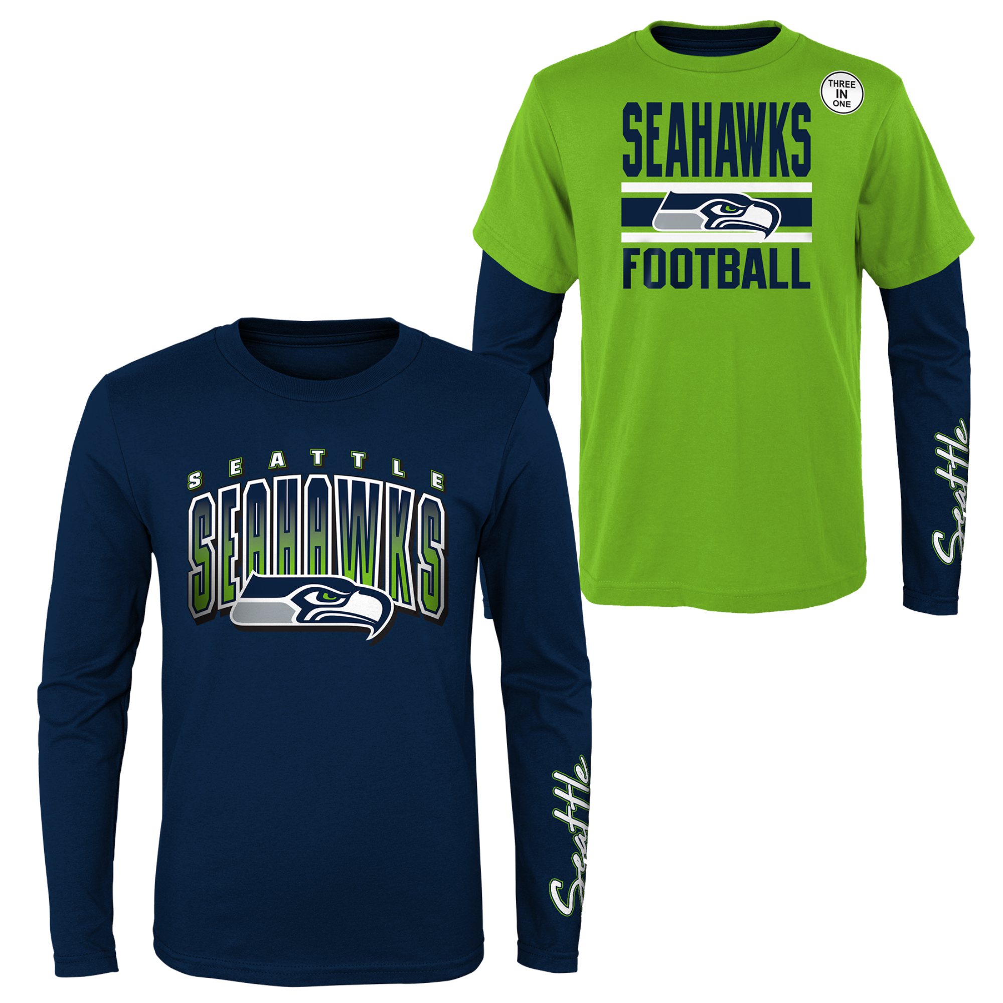 Preschool Navy/Neon Green Seattle Seahawks Fan Fave T-Shirt Combo Set ...