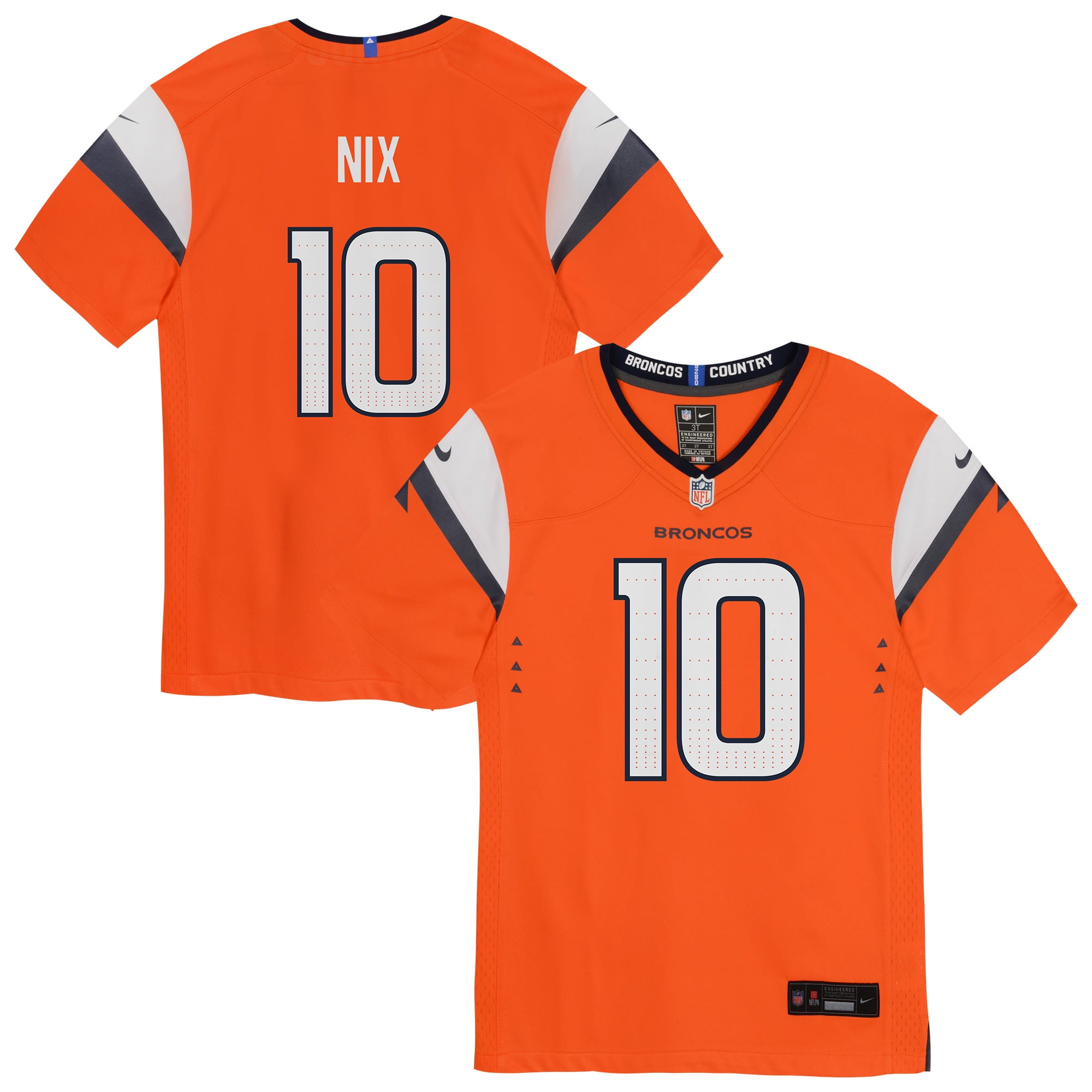 Preschool Nike Bo Nix Orange Denver Broncos Team Player Game Jersey ...
