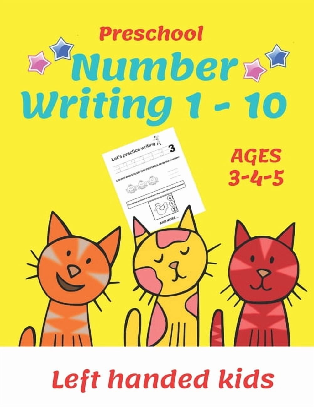 Preschool Number Writing 1 - 10, Left handed kids, Ages 3 4 5: Number ...