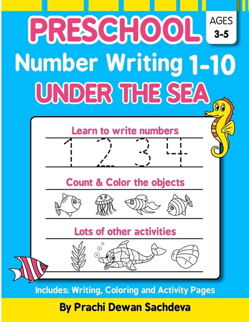 Preschool Number Writing 1 - 10, Under The sea: Home Learning Book with ...