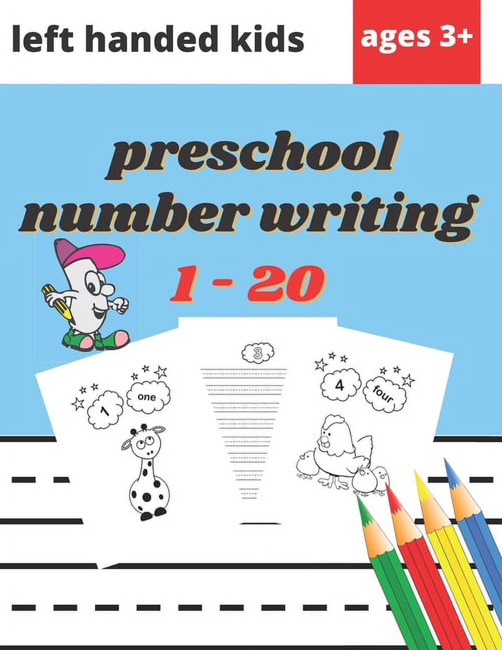 Preschool Number Writing 1 - 20 Left handed kids Ages 3+: Educational ...