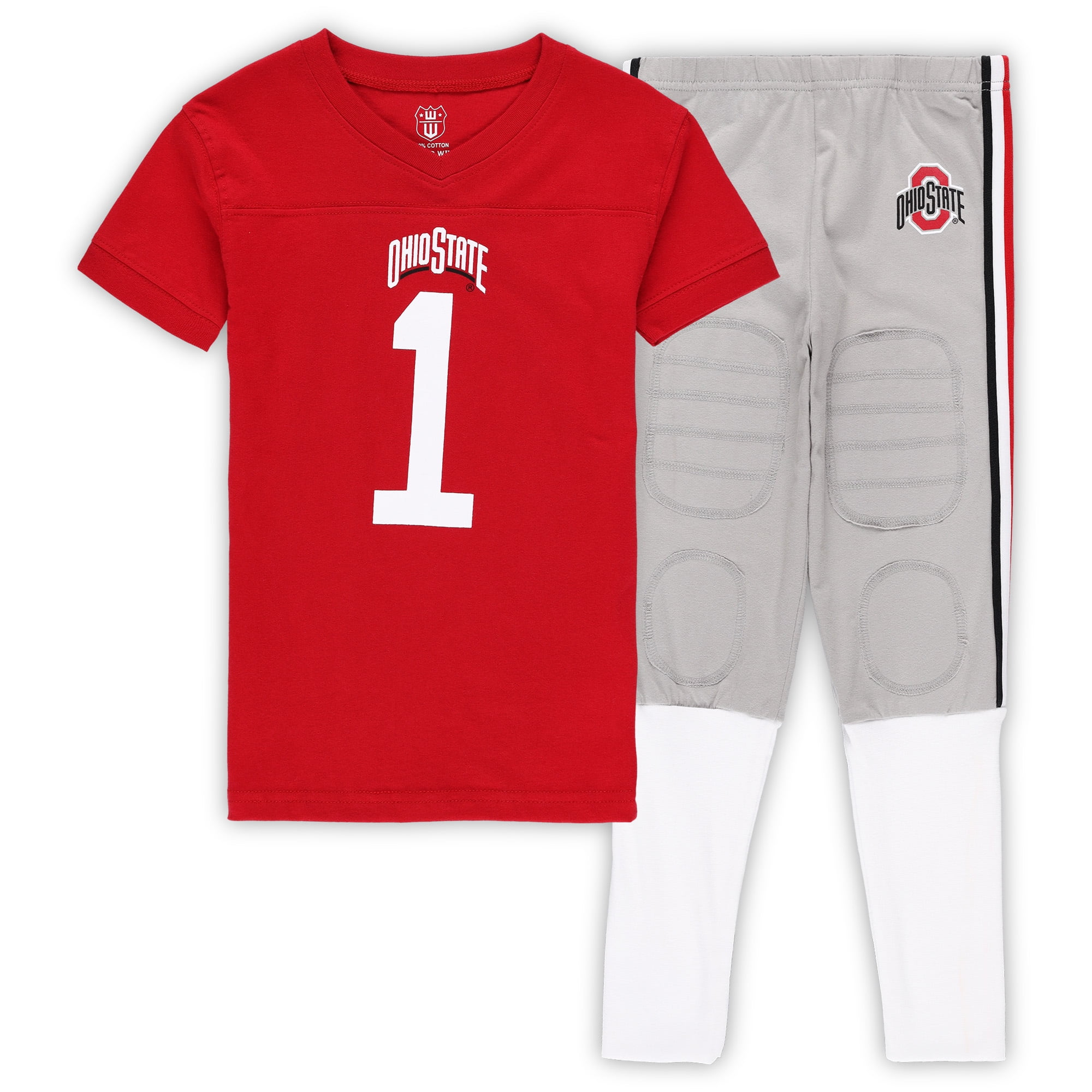 Preschool Wes & Willy Scarlet Ohio State Buckeyes Football Pajama Set ...