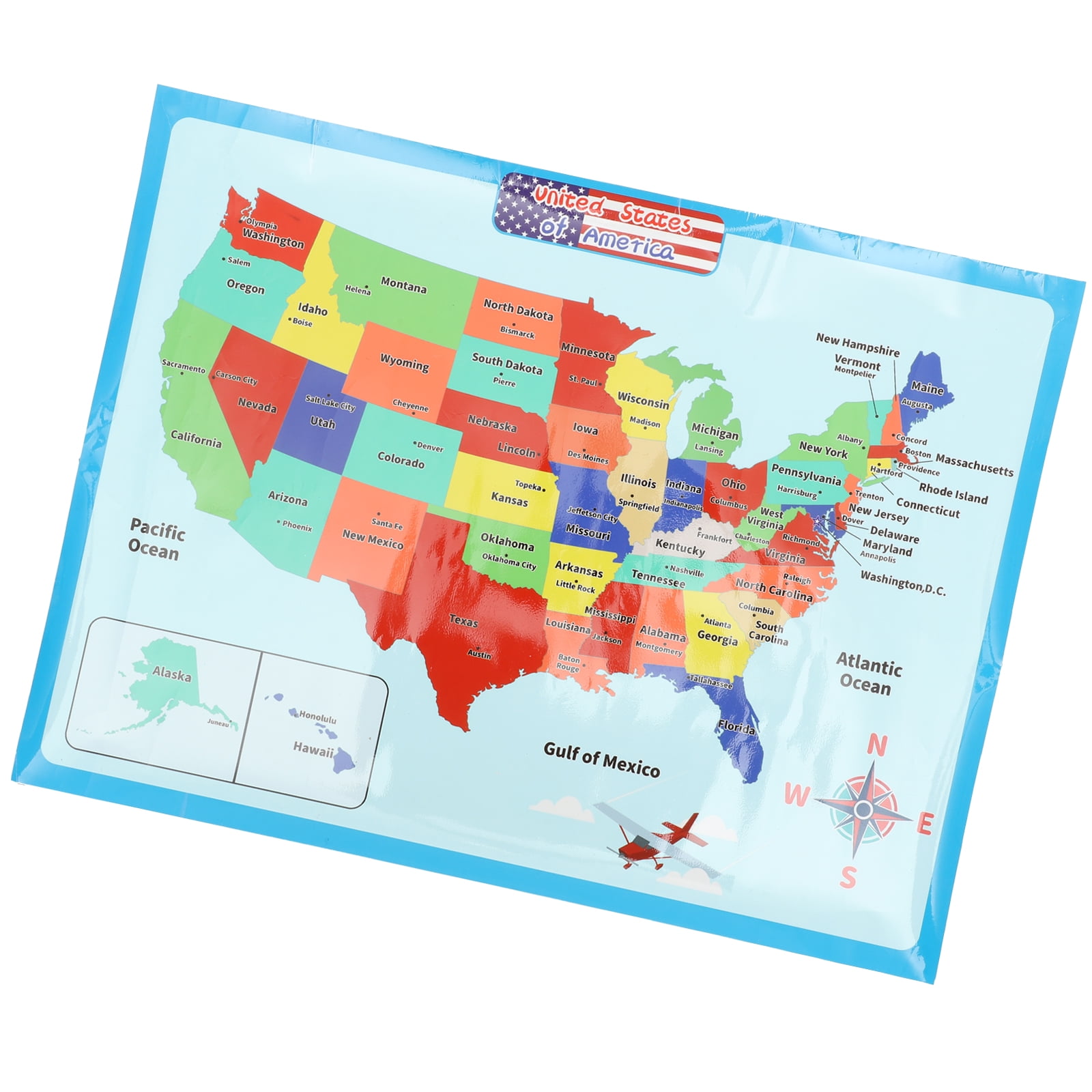 Preschool World Map Poster United States Children Learning - Walmart.com