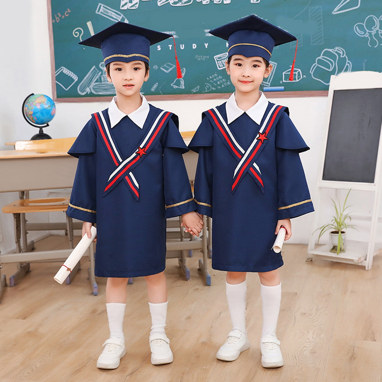 Preschool and Kindergarten Graduation 2 pieces Graduation Dress Solid ...