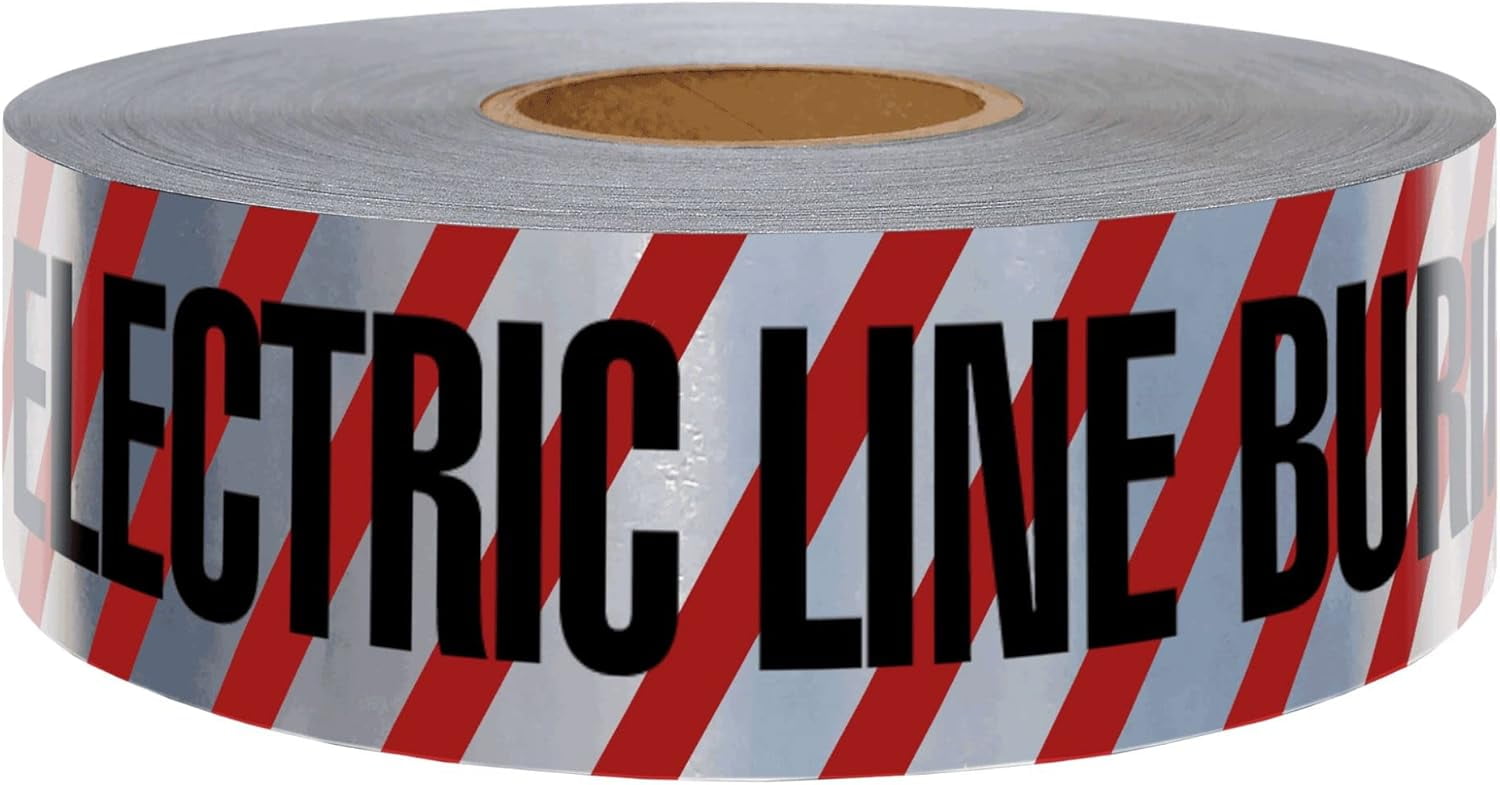 Presco U.S. Made Underground Detectable Tape: 3 in. x 1000 ft. (Red with Black "CAUTION BURIED ...