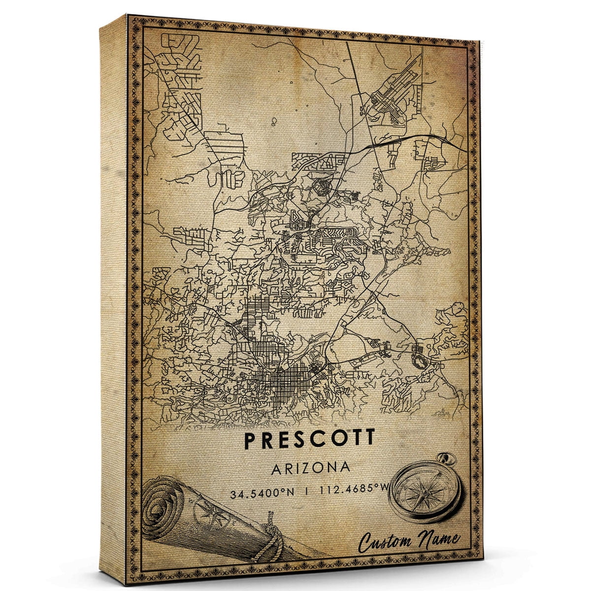 Prescott Map Poster, Arizona Map Art Poster, Canvas, Prescott Map City ...