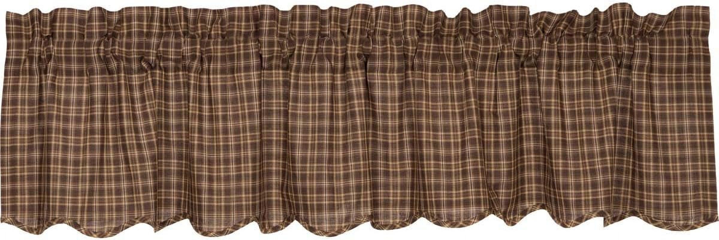 Prescott Rustic 16"x72" Valance Brown Rod Pocket Cotton Plaid Kitchen Window Curtains - Walmart.com