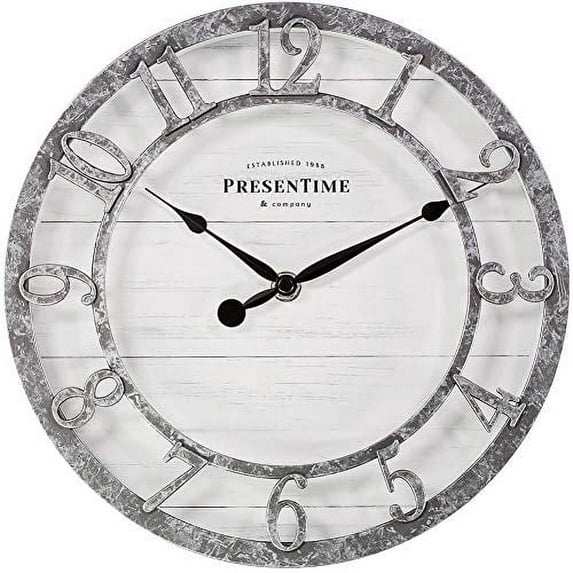 PresenTime & Co 10" Farmhouse Series Wall Clock, Quartz Movement ...