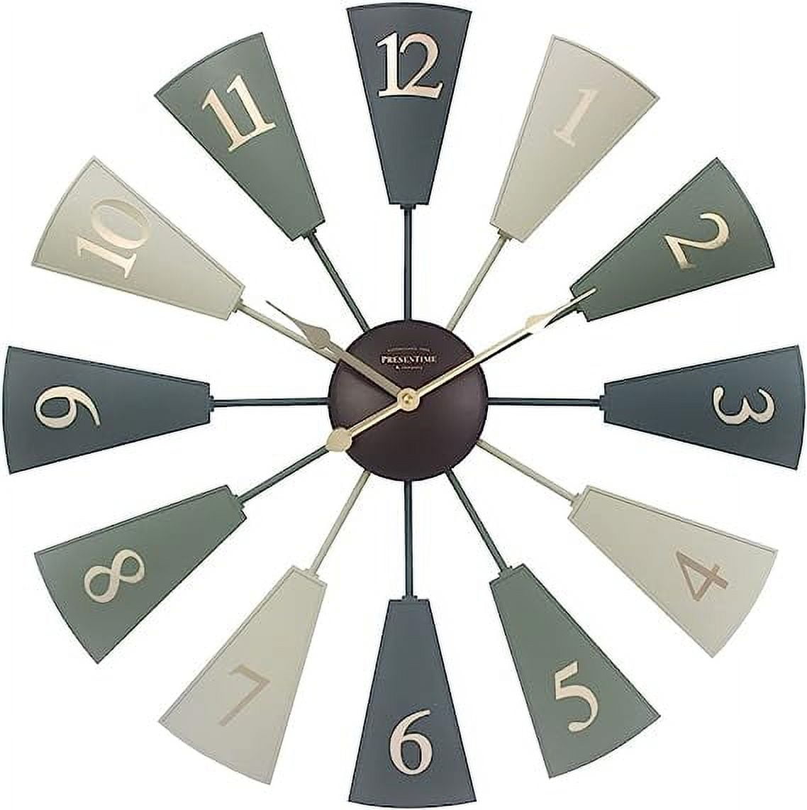 PresenTime & Co. 24" Lorenzo Modern Farmhouse Windmill Clock, Indoor ...