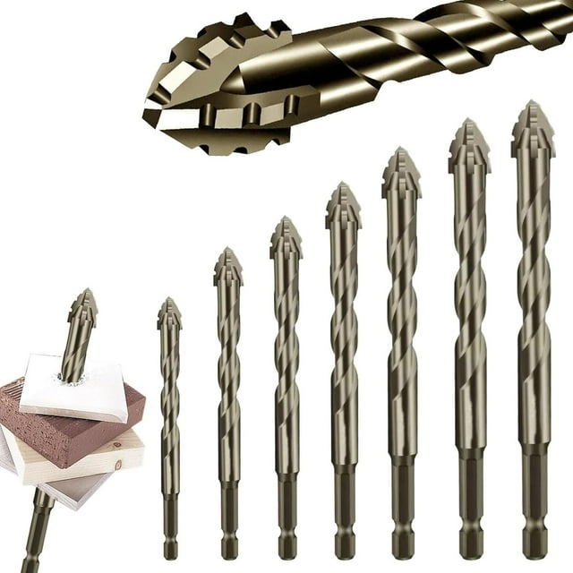 Presencte New Four-Flute Sawtooth Eccentric Drill Bit Set, Four Blade ...