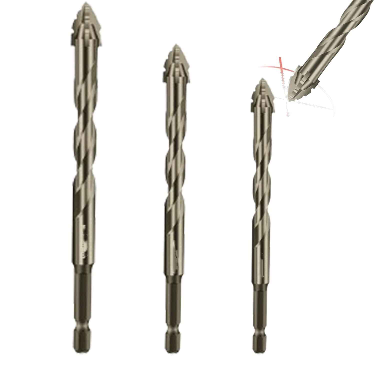 Presencte New Four-Flute Sawtooth Eccentric Drill Bit Set, Four-Edged ...