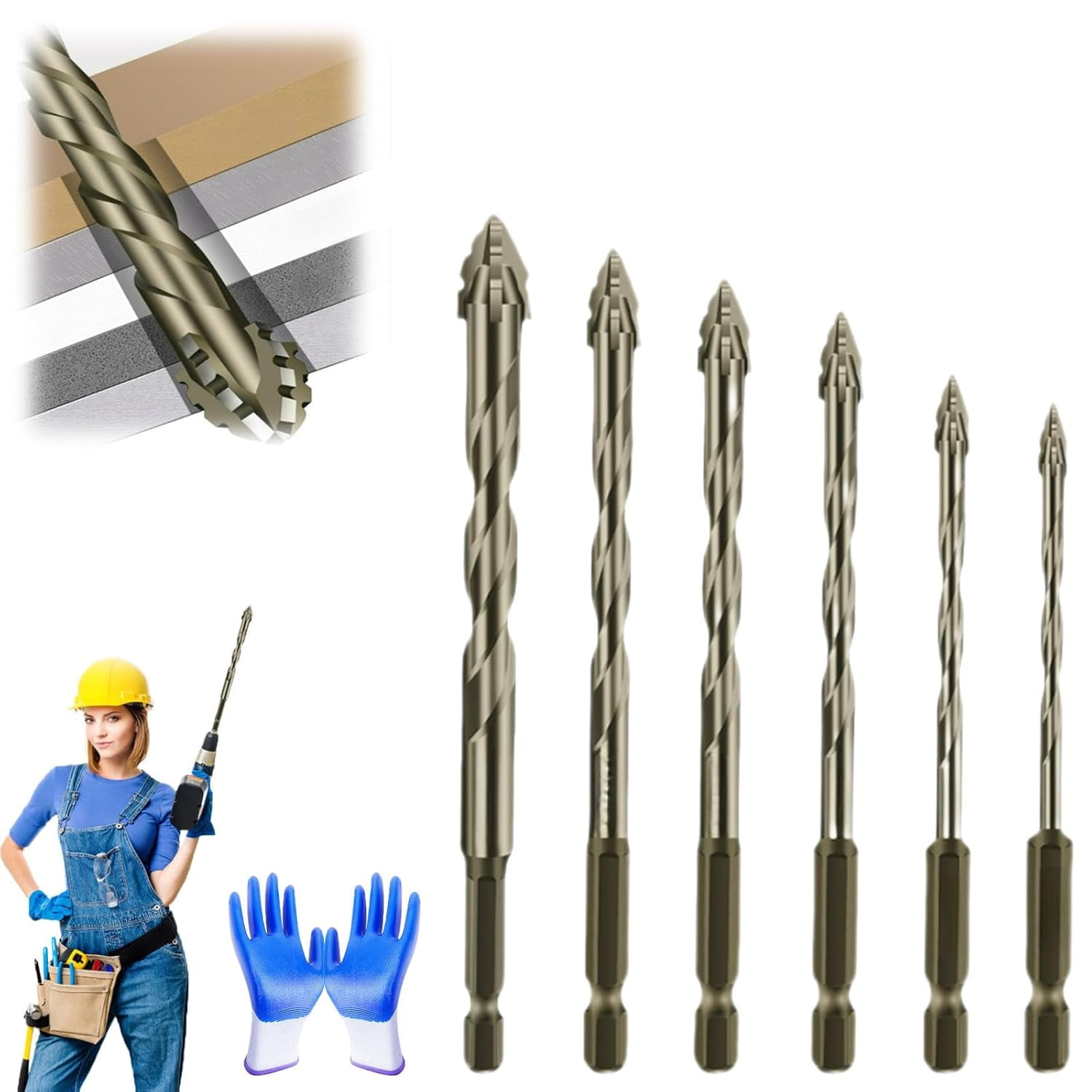 Presencte New Four-Flute Sawtooth Eccentric Drill Bit Set, Presencte ...