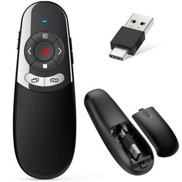 Wireless Presentation Clicker PowerPoint Presenter Remote : USB Type C Clicker with Green Laser ...