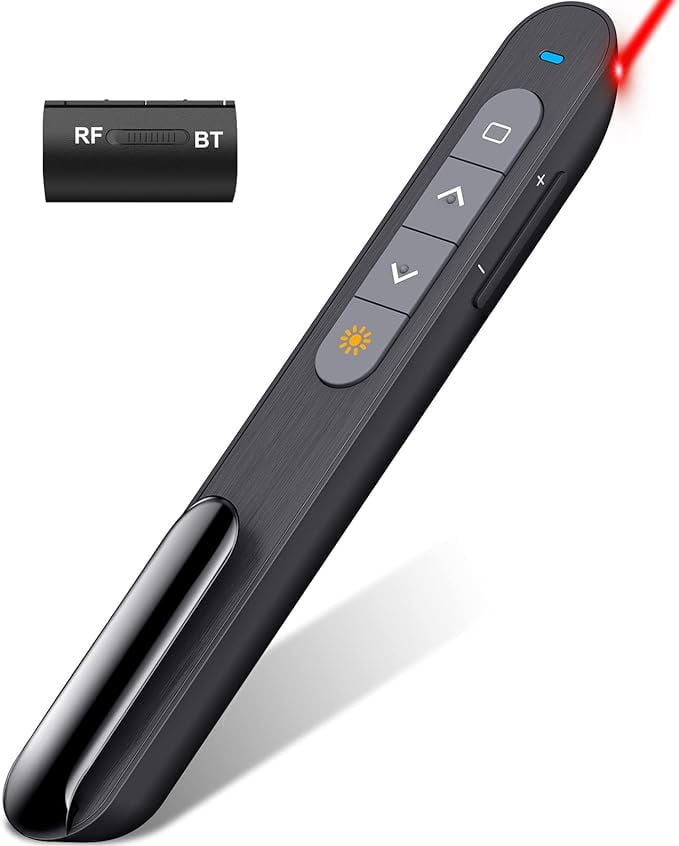 Presentation Clicker with Bluetooth and RF 2.4GHz Dual Modes Red Light ...