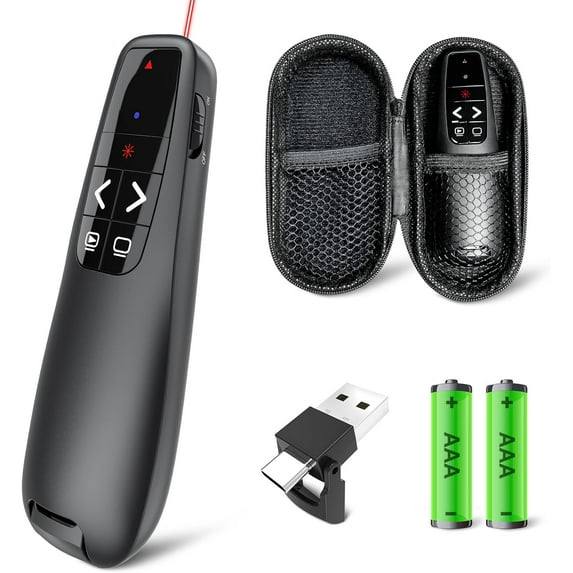 Presentation Clicker with Case Storage: Wireless Presenter Remote: Red ...