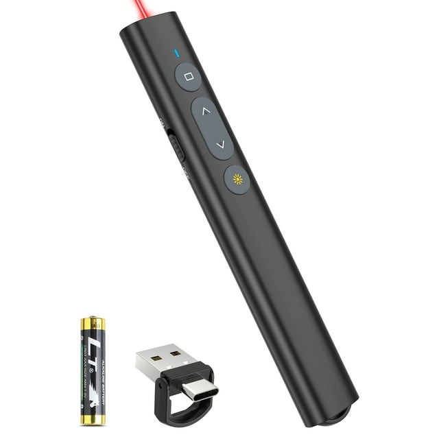 Wireless Presenter Remote, USB-A/C, RF 2.4GHz, Laser Pointer ...