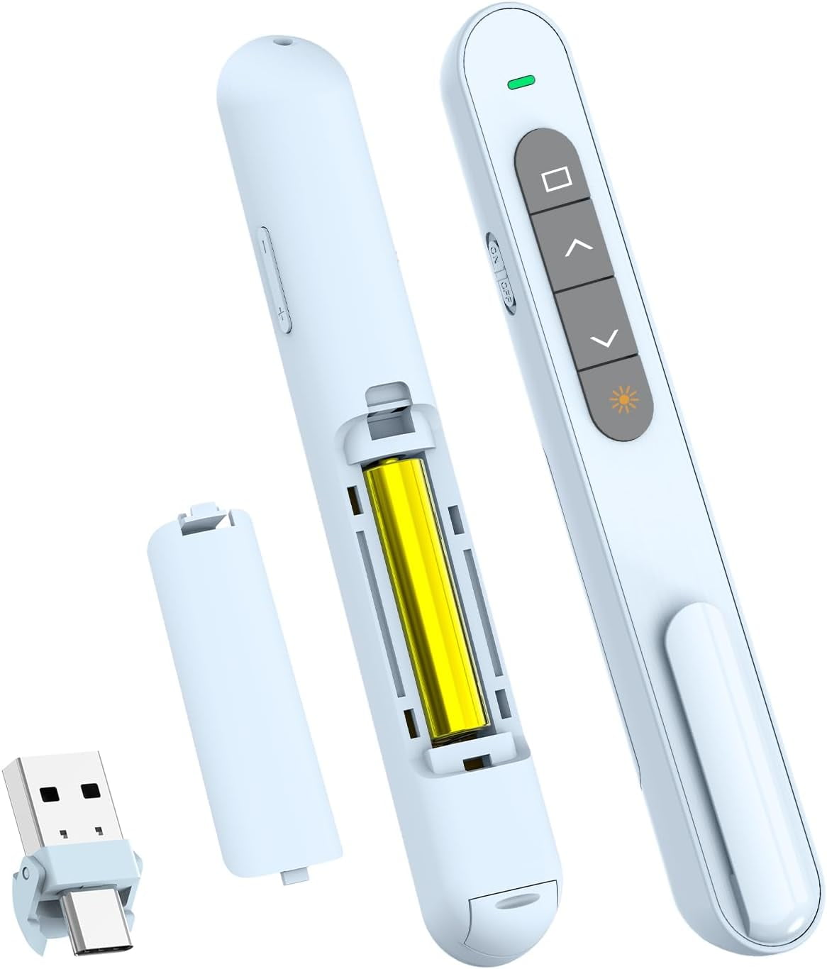 Presentation Clicker for PowerPoint, RF 2.4GHz USB C Wireless Presenter Remote with Volume ...