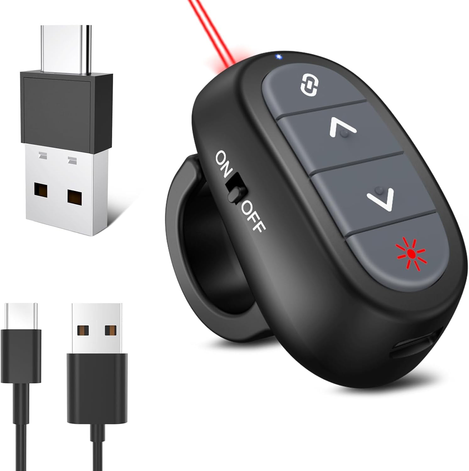 Presentation Clicker PowerPoint Wireless Presenter Remote: USB C Laser ...