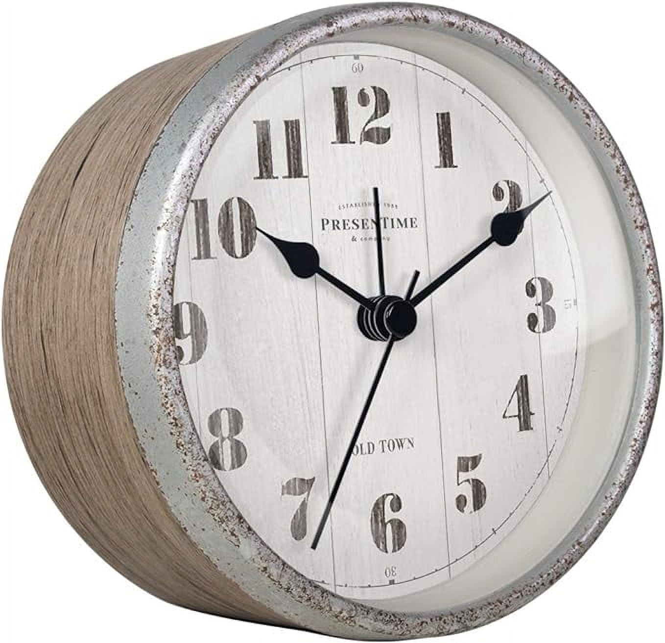 Presentime & Co 4" Farmhouse Tabletop Alarm Mantel Clock, Desk and ...