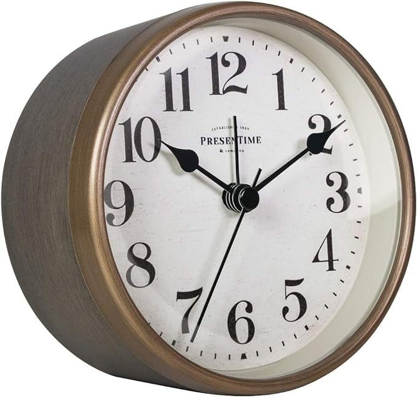 Presentime & Co 4" Vintage Tabletop Alarm Mantel Clock, Desk and Shelf ...
