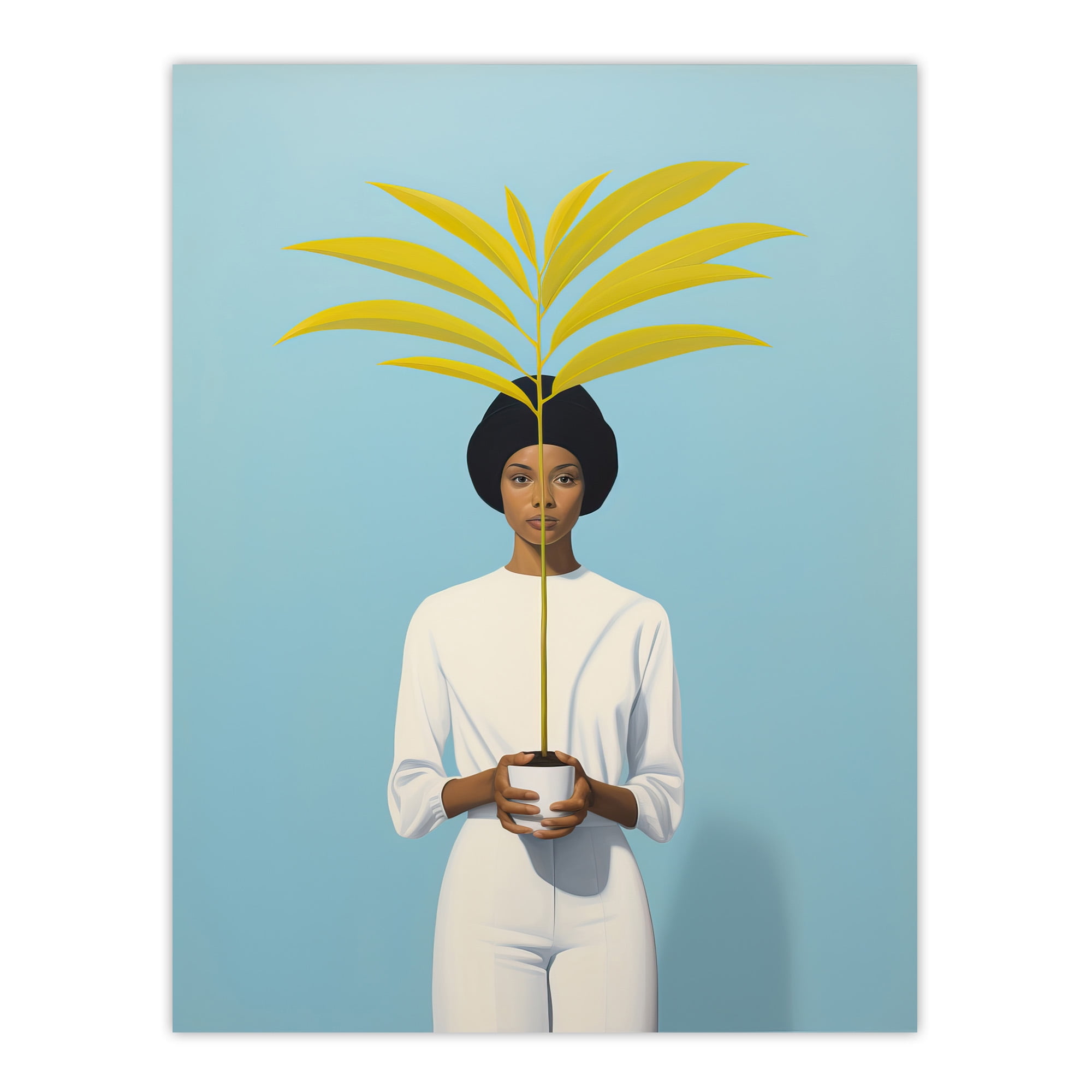 Presenting The Kentia Palm Simple Minimalist White On Blue Artwork ...